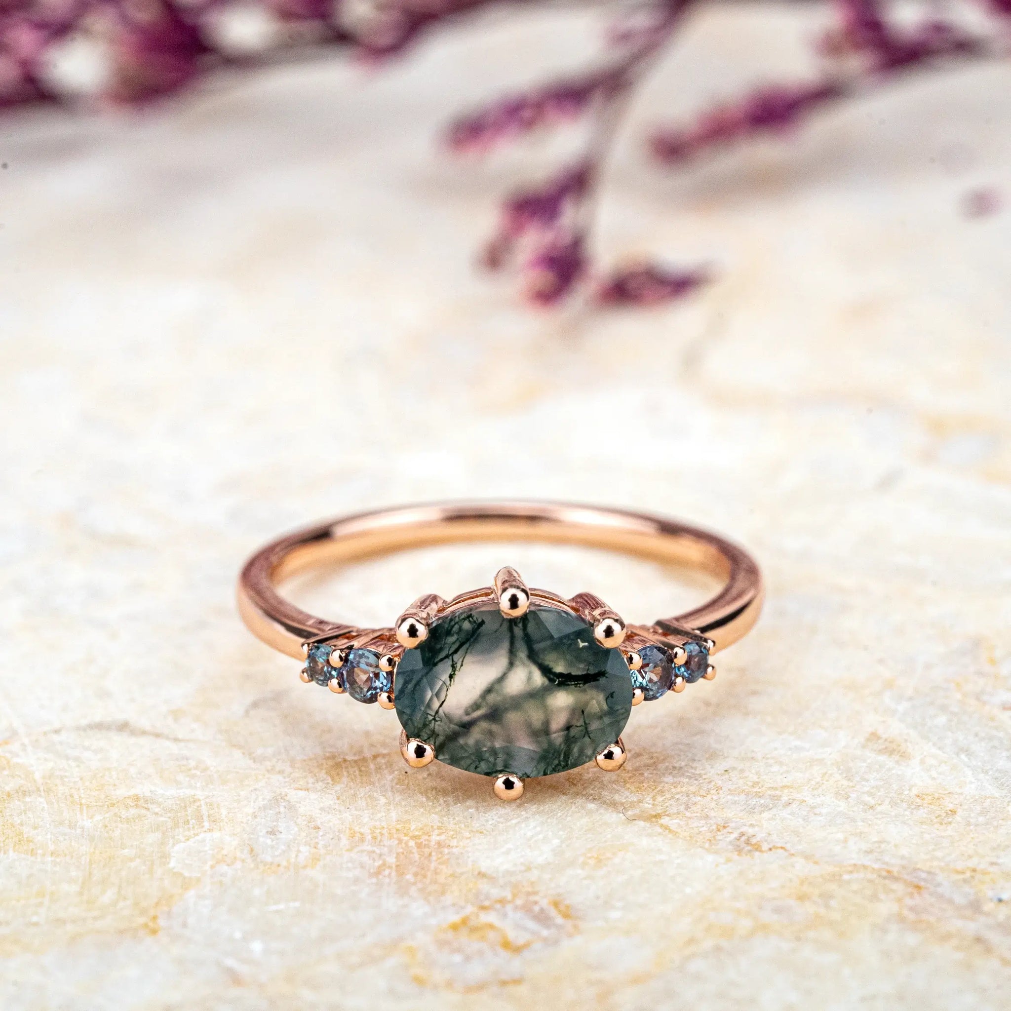 Shop Spiritual Renewal Moss Agate Ring Taurus Engagement Ring Aurumluminos